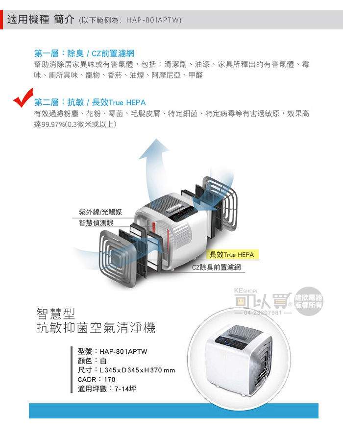 Honeywell ( HRF-HX2-AP ) 長效 True HEPA 濾網【一盒2入】