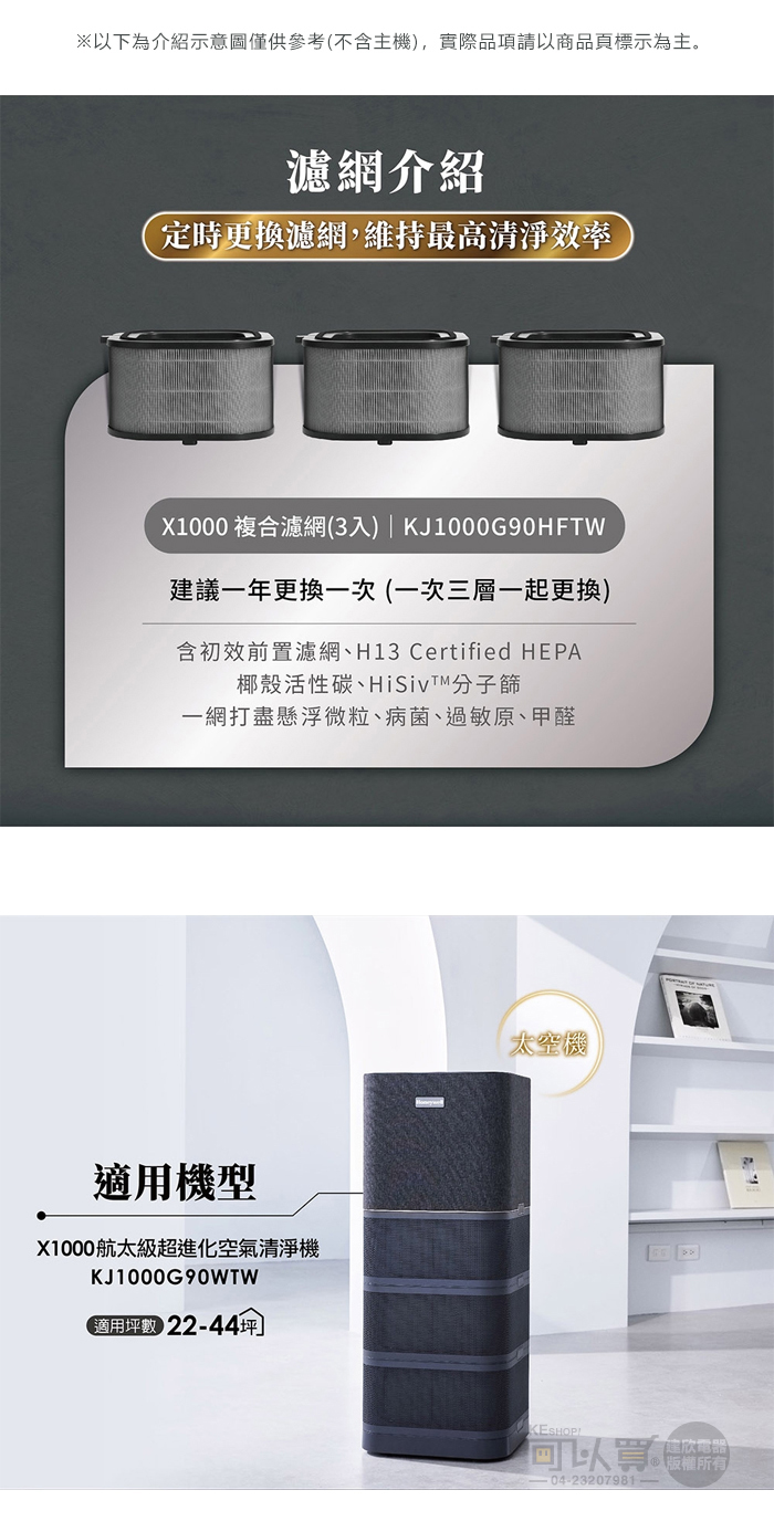 Honeywell ( KJ1000G90HFTW ) 原廠 X1000 複合濾網【一組3入，適用X1000】 | LINE官方帳號開店幫手